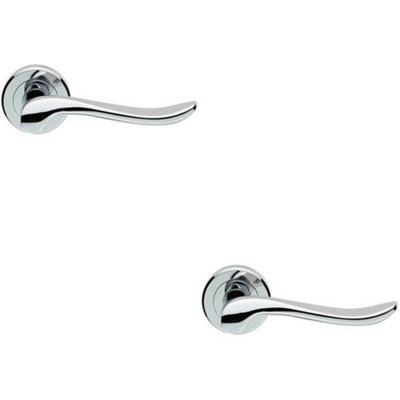 2x PAIR Scroll Shaped Lever Handle on Round Rose Concealed Fix Polished ...