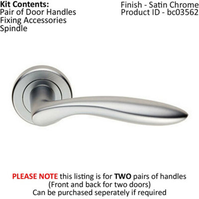 2x PAIR Smooth Ergonomic Handle on Round Rose Concealed Fix Satin Chrome
