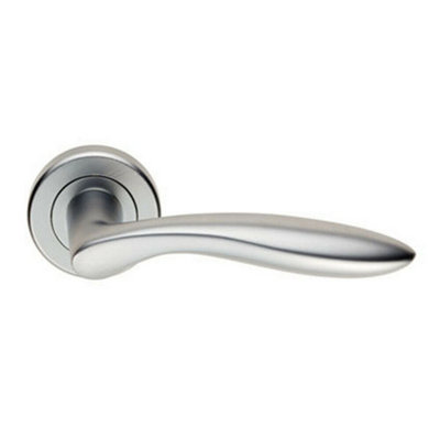 2x PAIR Smooth Ergonomic Handle on Round Rose Concealed Fix Satin Chrome