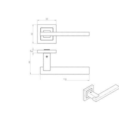 2x PAIR Square Cut Rectangular Handle on Square Rose Concealed Fix ...