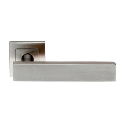 2x PAIR Square Cut Straight Bar Handle on Square Rose Concealed Fix ...