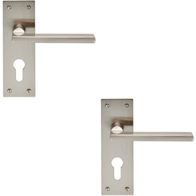 2x PAIR Straight Bar Handle on Slim Euro Lock Backplate 150 x 50mm ...