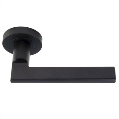 2x PAIR Straight Plinth Mounted Handle on Round Rose Concealed Fix Matt ...