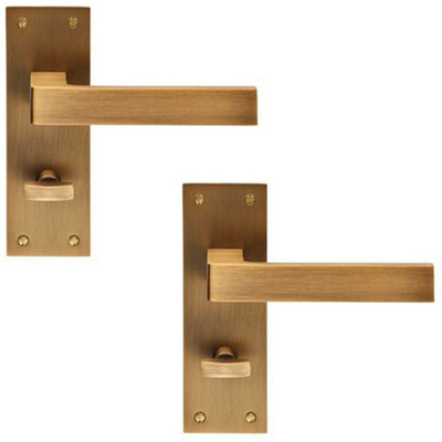 Buy 2x PAIR Straight Square Handle on Bathroom Backplate 150 x 50mm ...