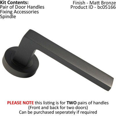 2x PAIR Straight Square Handle on Round Rose Concealed Fix Matt Bronze ...