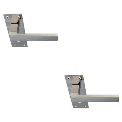 2x PAIR Straight Square Lever on Slim Lock Backplate 150 x 50mm ...