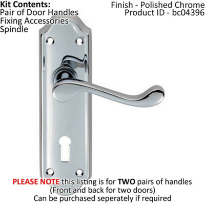 2x PAIR Victorian Upturned Handle on Lock Backplate 168 x 47mm Polished ...