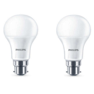 2x Philips LED Frosted B22 75w Warm White Bayonet Cap Light Bulbs Lamp ...