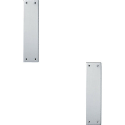 2x Plain Victorian Door Finger Plate 298 x 73mm Polished Chrome Push Plate