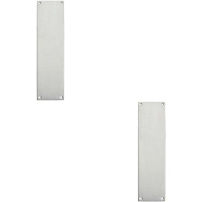 2x Plain Victorian Door Finger Plate 298 x 73mm Satin Chrome Push Plate ...