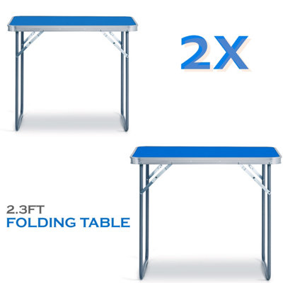 2X PORTABLE MDF WOODEN TOP FOLDING DINING TABLE GARDEN OUTDOOR PICNIC ...