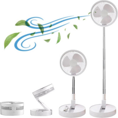 2x Portable Oscillating Standing Pedestal Fan 3600 mAH USB Rechargeable ...