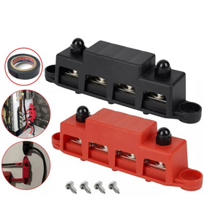 2x Positive Negative Bus Bar Battery Power Distribution Block 4 x M8 ...