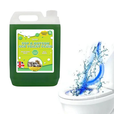 2x Powerful 5 Litre Top & Bottom Toilet Fluid Cleaner Breaks Down Waste ...