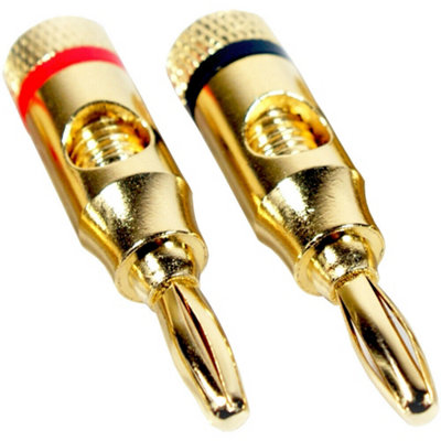 2x Premium 4mm Banana Plugs 24k Gold Plated Speaker Cable Amp HiFi ...