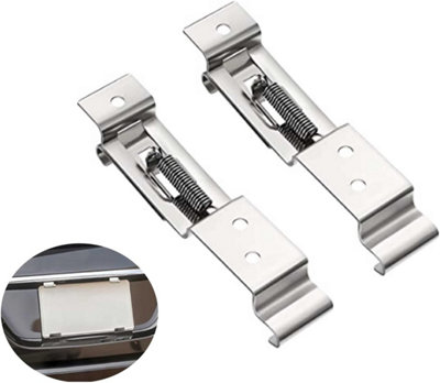 2x Premium Stainless Steel Spring Loaded Number Plate Bracket Clips for ...