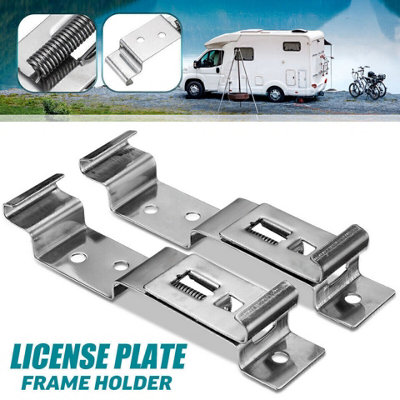 2X PREMIUM STAINLESS STEEL SPRING LOADED NUMBER PLATE BRACKET CLIPS FOR ...