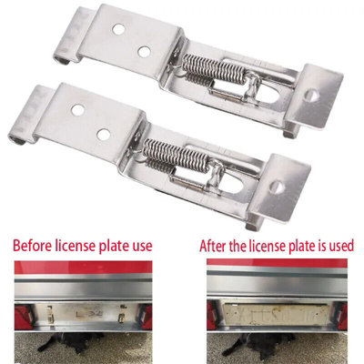 2X PREMIUM STAINLESS STEEL SPRING LOADED NUMBER PLATE BRACKET CLIPS FOR ...