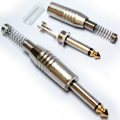 2x PRO QUALITY 6.35mm 1/4" Mono Jack Plug Solder Connector Guitar Audio ...