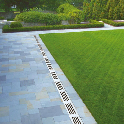 2x PVC Threshold Drainage Channel + Anodized Aluminium Silver Grating ...