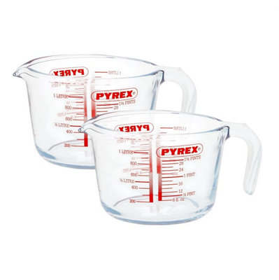 2x Pyrex Mini Glass Measuring Jug 1L 1000ml Classic Kitchen Prep ...