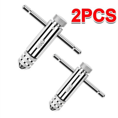 2x Ratchet Tap Wrench Reversible T Bar Handle M3-M8 M5-M12