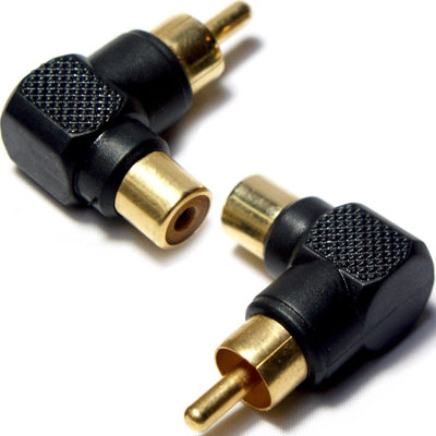 2x RCA Male to Female Right Angled 90 Degree Adapters PHONO Audio Plug ...