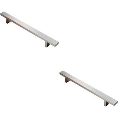 2x Rectangular T Bar Pull Handle 197 x 20mm 128mm Fixing Centres ...