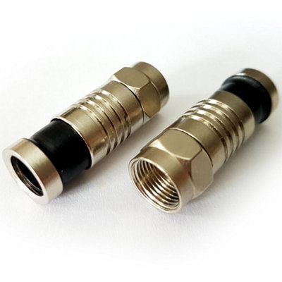 2x RG6 F Connectors Compression Crimp Male Plugs Outdoor Satellite ...