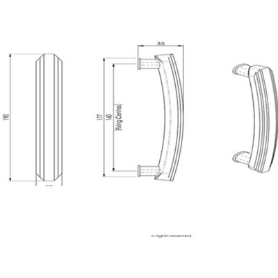 2x Ridge Design Curved Cabinet Pull Handle 160mm Fixing Centres ...