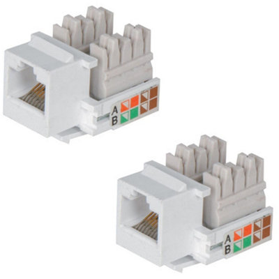 2x RJ45 IDC Network Keystone Jack Module CAT5 & CAT6 Ethernet Plastic ...