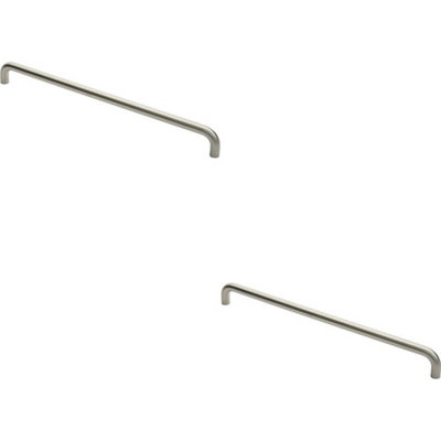 2x Round D Bar Pull Handle 22mm Dia 600mm Fixing Centres Satin ...