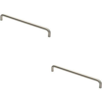 2x Round D Bar Pull Handle 444 x 19mm 425mm Fixing Centres Satin Steel ...