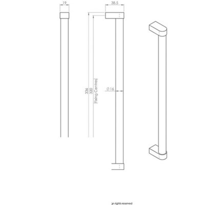 2x Round Tube Pull Handle 336 x 16mm 320mm Fixing Centres Satin Nickel ...