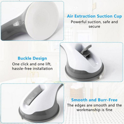2X SAFETY SUPPORT HAND HANDLE RAIL GRIP BAR SUCTION GRAB BATH BATHROOM ...