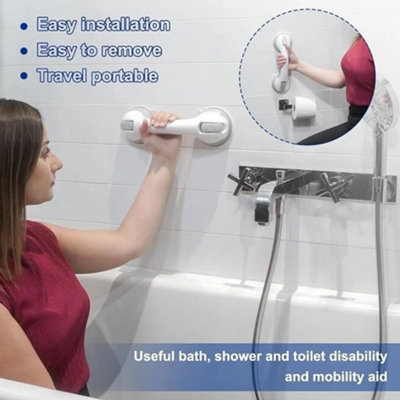 2X SAFETY SUPPORT HAND HANDLE RAIL GRIP BAR SUCTION GRAB BATH BATHROOM ...
