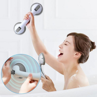 2x SAFETY SUPPORT HAND RAIL HANDLE BAR GRIP SUCTION GRAB BATH BATHROOM ...