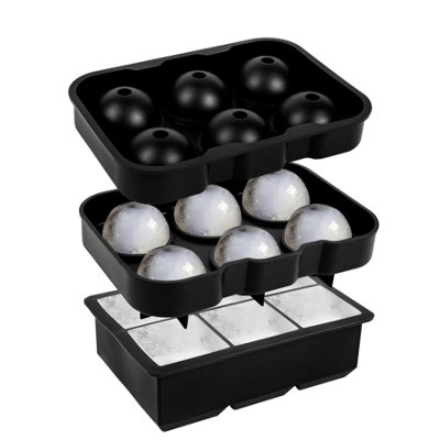 2x Silicone Ice Cube Tray Square Round DIY Party Tray Freezer Mould ...