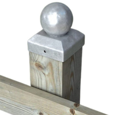 2x Silver Metal Fence Post Ball Covers 100x100 | DIY at B&Q