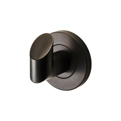 2x Single Bathroom Robe Hook on Concealed Fix Rose 44.5mm Proj Matt Black