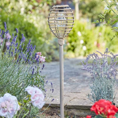 2x Smart Garden Lumina Rattan Post Stake Bollard Ground Path Solar ...