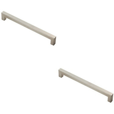2x Square Linear Block Pull Handle 206 x 14mm 192mm Fixing Centres ...