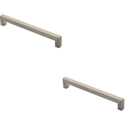 2x Square Section Bar Pull Handle 239 x 15mm 224mm Fixing Centres Satin ...
