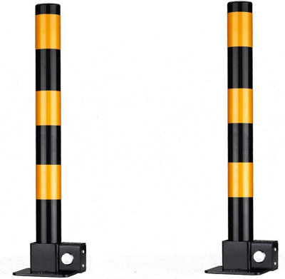 2x Steel Folding Security Parking Bollard Posts with Locks & Bolts ...