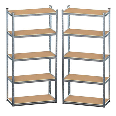 2x Strong Compact Metal Frame Storage Shelving Units Racking 5 Tier