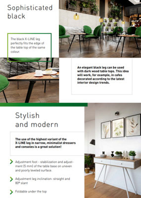 2x Table Leg Breakfast Bar Worktop Support Kitchen Round 710mm Black