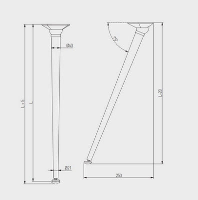 2x Table Leg Breakfast Bar Worktop Support Kitchen Round 710mm Black