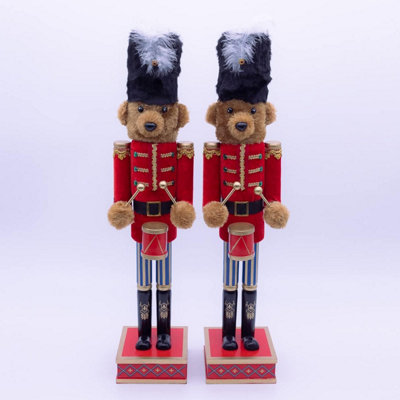 2x Teddy Bear Nutcracker Decoration - 38cm