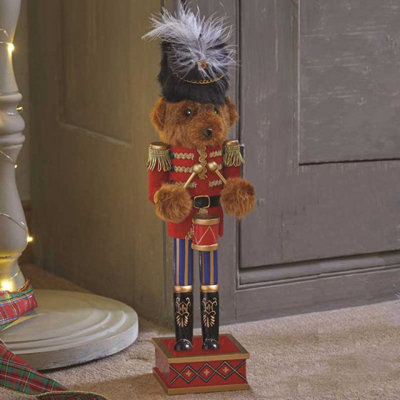 2x Teddy Bear Nutcracker Decoration - 38cm