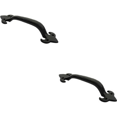 2x Traditional Forged Iron Pull Handle 230 x 56mm Black Antique Door ...